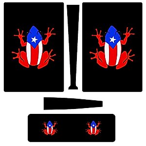 Puerto Rico Flag Frog 3pcs Whole Body Decal Cover Sticker for PS5 Digital Edition for PS5 Console and Controller