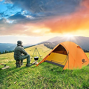 2 Person Camping Tent with 3 Aluminum Alloy Poles, 4 or 3 Season Waterproof Tent, Double Layer,Easy Setup, 2 Doors for Outdoor Hiking,Mountaineering,Survival,Travel