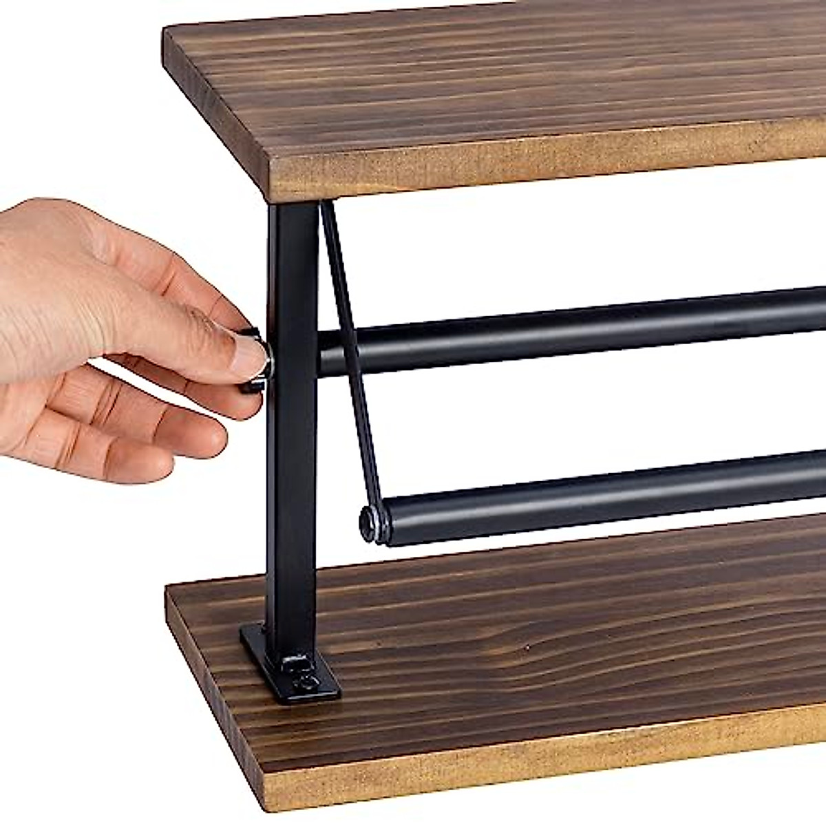MyGift Kitchen Countertop Paper Towel Holder and Condiment Display Shelf Rack, Rustic Burnt Wood and Metal Towel Dispenser with Top Shelf for Bathroom or Kitchen
