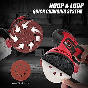 AVID POWER Orbital Sander 5 Inch 2.8 A Random Orbit Sander for Woodworking 13,000 RPM Electric Wood Sander Tools, 6 Variable Speeds, 12 Pcs Sandpapers