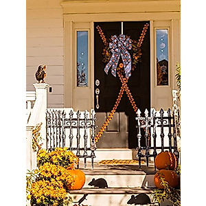 RECUTMS Fall Wreath Bow Halloween Thanksgiving Wreath Bows Holiday Bows for Wreaths Orange Burlap Bow Home Garden Decoration