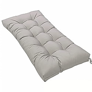 BOOMSHY 51"x20" Indoor/Outdoor Bench Cushion Cotton Garden Furniture Seat Cushion,Patio Wicker Seat Cushions with Ties for Lounger Garden Furniture Patio Lounger Bench (Light Grey)