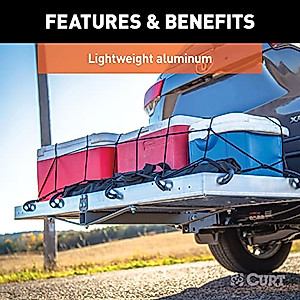 CURT 18100 60 x 20-Inch Aluminum Tray Hitch Cargo Carrier, 500 lbs Capacity, 2-in Folding Shank