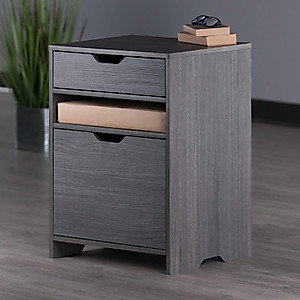 Winsome Wood Nova Storage Cabinet, 1-Drawer with Open Shelf, Charcoal