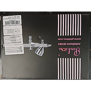 Pinkiou Double Action Airbrush Kit Air Brush Spray Gun with 0.3mm/0.2mm/0.5mm Needles and Air Hose for Temporary Tattoo Nail Art Car Hobby