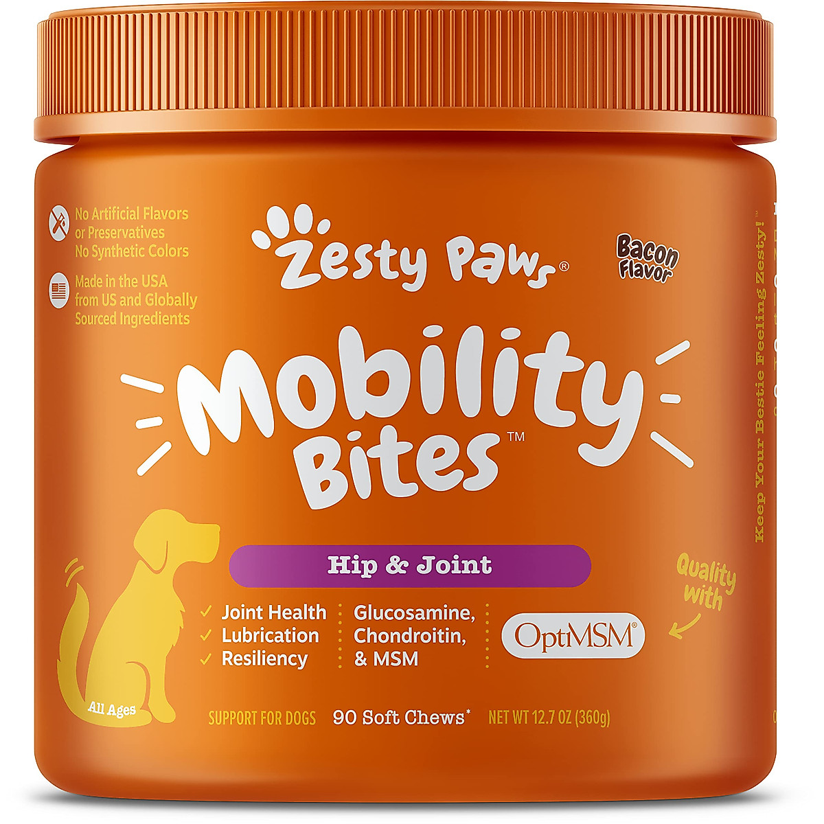Zesty Paws Glucosamine for Dogs - Hip & Joint Health Soft Chews with Chondroitin & MSM + Probiotics for Dogs - Probiotics for Gut Flora, Digestive Health
