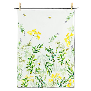 Abbott Collection 56-KT-JM-02 Herb Garden Tea Towel-20x28 L, 1 EA, White/Green