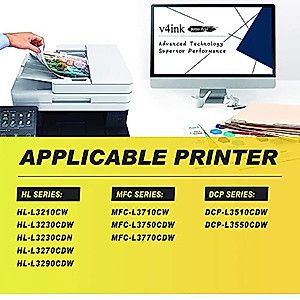 v4ink Compatible Toner Cartridge Replacement for Brother TN223 TN227BK TN227 Black Toner Cartridge for use with Brother MFC-l3770CDW MFC-l3750CDW MFC-l3710CW HL-L3290CDW HL-L3230CDW Printer 1 Pack