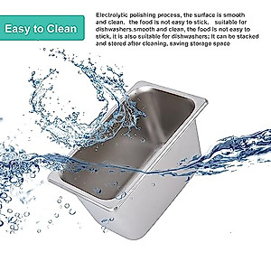 8 Pack Hotel Pans 1/4 Size Steam Table Pan with Lid,Commercial Stainless Steel Pan, Catering Food Pan for Food Warmer Party Restaurant Catering Supplies Restaurants