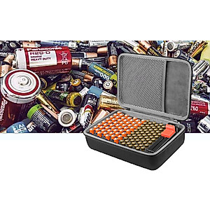 co2CREA Organizer Storage Case for Household Batteries AA Double A/AAA Triple A Everyday Alkaline Battery, Hard Battery Organizer Storage Box, Carrying Case Bag Holder - Holds 116 Batteries