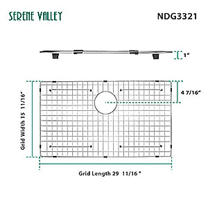 Serene Valley Sink Protector and Kitchen Sink Bottom Grid NDG3321, 304 Premium Stainless Steel, dim 29 11/16" x 15 11/16"