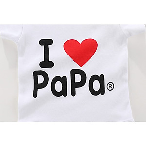 ZAV Unisex Infant Baby Clothes Twins I Love Papa I Love Mama Short Sleeve Bodysuit