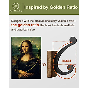 Josmimic Wall Hooks for Hanging Towel - Black Rustic Wood Coat Hook,4 Pack Hooks Wall Mounted for Towel, Coat, Cloth, Purse, Hat, Key, Decorative Bathroom Shower Kitchen