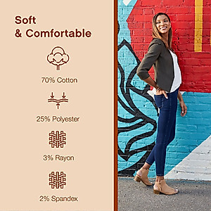 No nonsense Classic Leggings-Jeggings for Women with Real Back Pockets, High Waisted Stretch Jeans, Medium Wash Denim, Large
