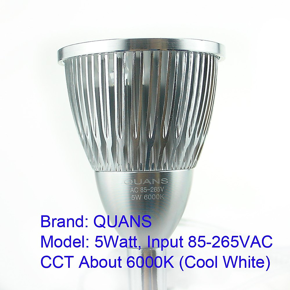 QUANS 5W 5x1W Cool White 19.68inch Clamp Clip on Gooseneck High Power LED Desk Table Light Lamp Ultra Bright Silver (Silver (Cool White))