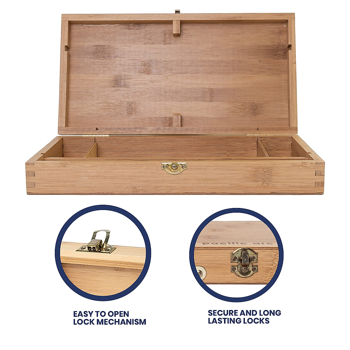 Pacific Arc Salado Tool Box for Art Supplies, 12.5 Inch x 6.5 Inch x 2.25 Inch, 4 Fixed Compartments