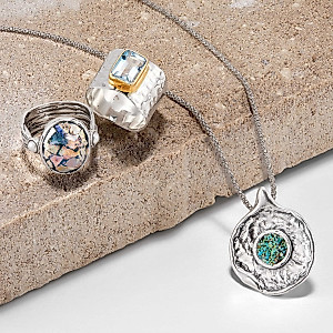 Silpada 'Lakeside' Natural Sky Blue Topaz Ring in Sterling Silver & Gold Plate, Size 8