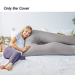 Meiz Cooling Pregnancy Pillow Cover, Maternity Pillow Cover, U Shaped Pregnancy Pillow Cooling Jersey Cover, Grey