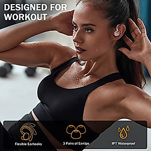 Wireless Earbuds Bluetooth Headphones, Bluetooth 5.3 Earbuds with Immersive HiFi Stereo, 2023 New 48Hrs Wireless Ear Buds Over Ear, HD Mic, Comfortable Sport Earhooks, IP7 Waterproof in Ear Earphones
