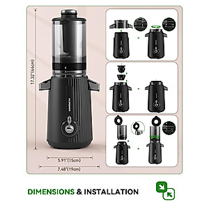 ACOQOOS Juicer Machines, Cold Press Juicer Whole Fruit and Vegetable with 4.3" Feeding Chute, Easy to Clean Juicers with 2 Cups, Masticating Juicer Black