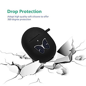 Case for Google Pixel Buds Pro Case Cover 2022, Cute Cartoon Butterfly Skin Soft Silicone Pixel Buds Pro Charging Case Earbuds Protective Cover with Keychain for Women Girl Gift (Black)