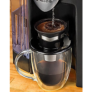 Java Concepts Pour Over Filter and 2 Double-Wall Glass, Black with 2 Mugs
