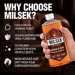 Milsek LC-12 Leather and Vinyl Cleaner & Conditioner, 12 Ounce, Mandarine, 12 Fl Oz
