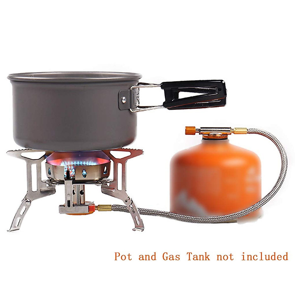 DZRZVD Windproof Portable Backpacking Stove Burner with Piezo Ignition,Stove Adapter,Plastic Storage Box,Strong Firepower,Lightweight,Propane Butane Stove for Indoor Outdoor Camping Hiking and Picnic