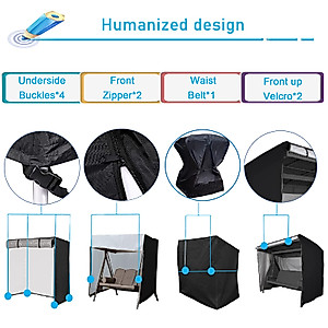 Schleuder Outdoor Swing Cover, Porch Swing Cover Waterproof, Patio Swing Covers with Double Zipper, Swing Covers for Outdoor Furniture 420D Oxford Fabric - Black (87 * 49 * 67inch)