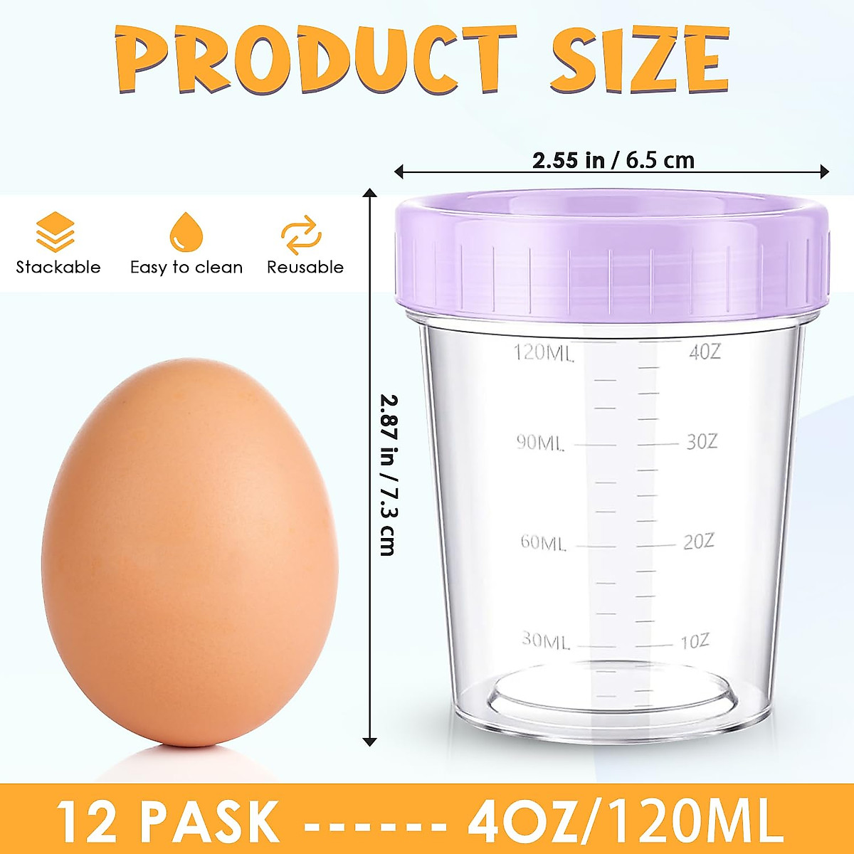 wewnen 12 Pack Salad Dressing Container 4 oz Plastic Leak Proof Condiment Container With Screw Cap Reusable Stackable Food Storage Freezer Containers