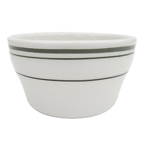 CAC China GS-4 4-Inch Greenbrier 7.25-Ounce Green Band Stoneware Bouillon, American White, Box of 36