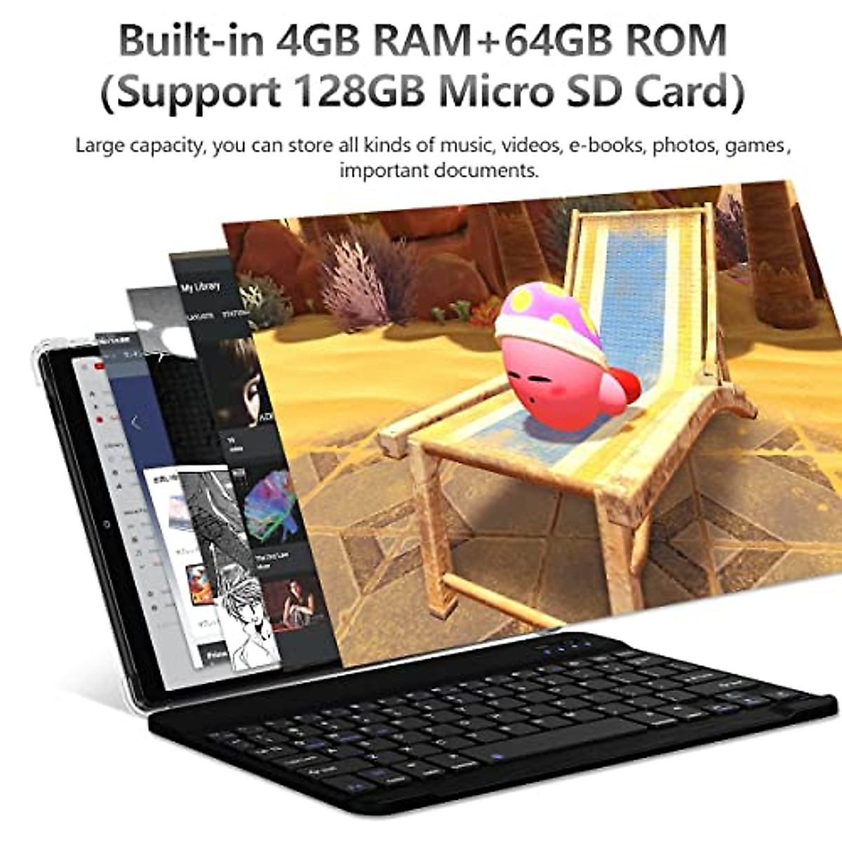 Tablet 10 Inch Android 11.0 Tablet with Keyboard, Dual 2.4+5G WiFi Tablets 64GB Storage 128GB Expandable, 4G RAM 6000mAh Battery Google Certified Tablet Include Keyboard Mouse Case Stylus