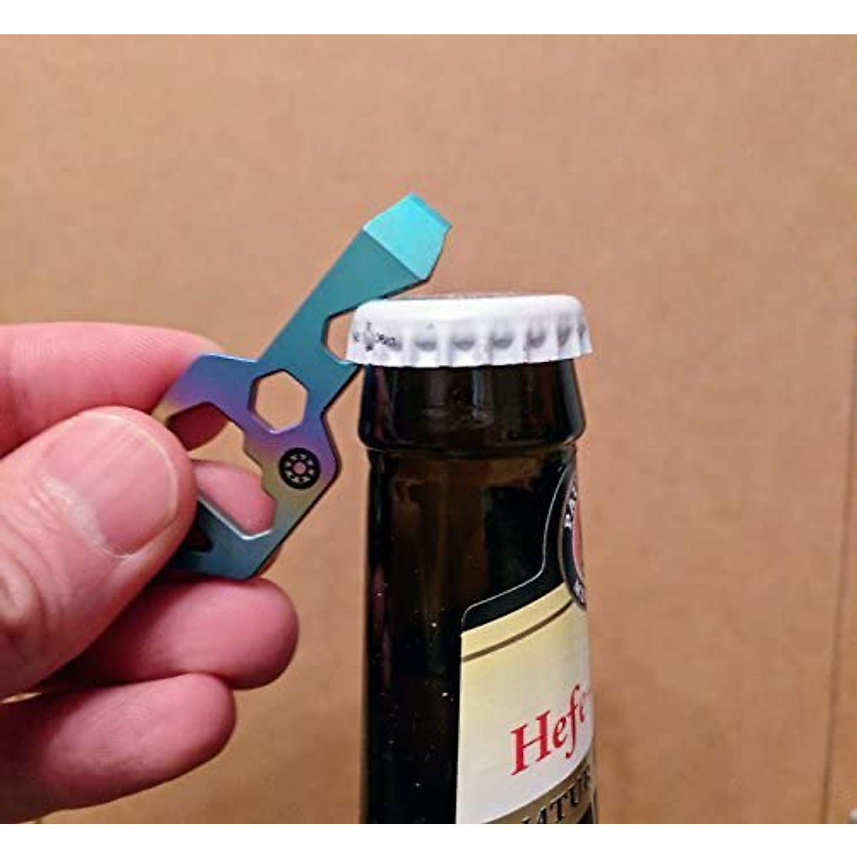 CLOSS 8 in 1 Titanium Multitool Keychain- Bottle Opener, Screwdriver and Wrench (Silver)