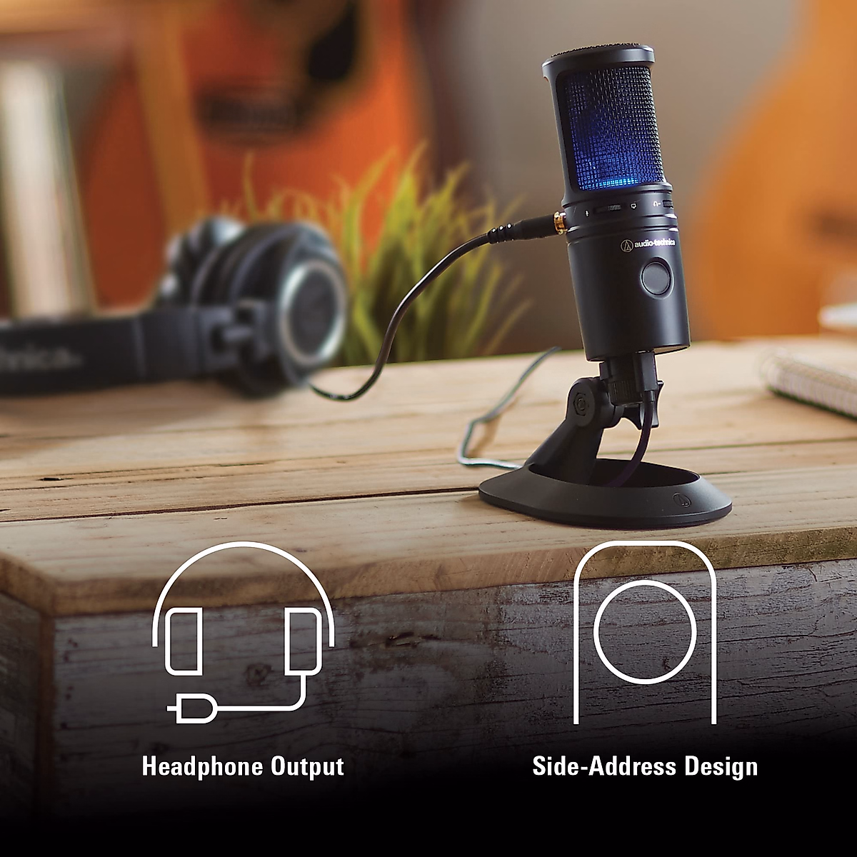 Audio-Technica AT2020USB-X Cardioid Condenser USB Microphone, Black (Renewed)