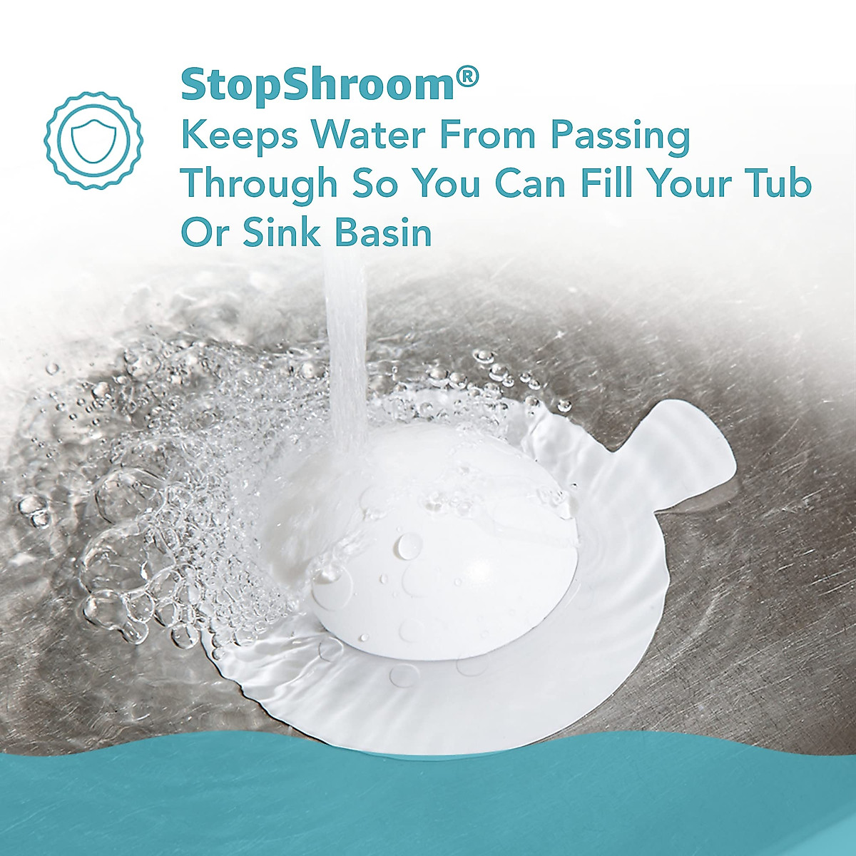 StopShroom The Ultimate Universal Drain Stopper Plug for Bathtub, Bathroom, and Kitchen Sink Drains (White)