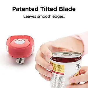 Kitchen Mama One Touch Can Opener: Open Cans with Simple Press of A Button - Auto Stop As Task Completes, Ergonomic, Smooth Edge, Food-Safe, Battery Operated Can Opener, Electric Can Opener (Red)