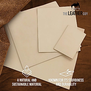 The Leather Guy Leather Sheets for Leather Working and Tooling, Vegetable Tanned Cowhide Leather Pre-Cut 8x10 Inches, Natural Color for Easy Dyeing, 4-5 oz Thickness (0.8 – 4mm)