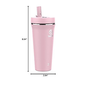 Takeya Stainless Steel Insulated Tumbler with Foldable Straw Lid, 24 Ounce, Blush