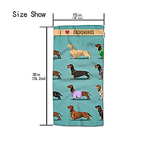 HGOD DESIGNS Dog Hand Towels,Cute Dachshund Dog Pattern 100% Cotton Soft Bath Hand Towels for Bathroom Kitchen Hotel Spa Hand Towels 15"X30"