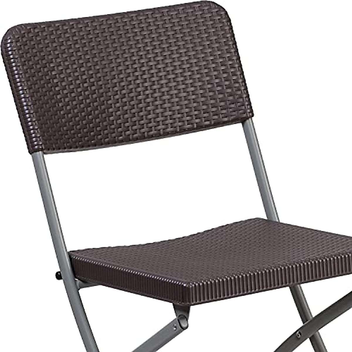 Flash Furniture 6 Pack HERCULES Series Brown Rattan Plastic Folding Chair with Gray Frame
