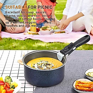 SHINEURI 4 Pieces Removable Handle Cookware Stackable Pots And Pans Set, Nonstick Pot and Pan Set for Home & Camping, Dishwasher/Oven Safe - 2qt /8inch /9.5inch