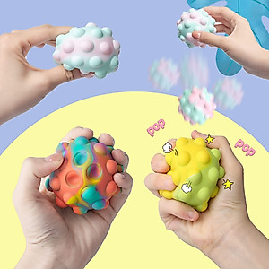 Telinkin Stress It Pop Ball Fidget Toys for Girls and Boys Gifts, Squishy Stress Balls for Adults & Kids, Push Popit Squeeze Ball Fidgets Toy with Anxiety Relief for ADHD Children & Adult Pack of 3