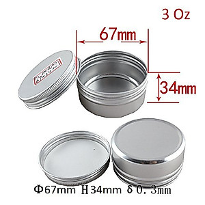 CTKcom 6-Packs 3 oz Screw Top Metal Tins Aluminum Tin Cans Gram Jar,90ml Empty Slip Slide Round Containers For Lip Balm,Salve,Crafts,Cosmetic,Candles,Storage Kit(90g)