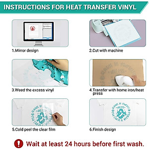 HTVRONT Heat Transfer Vinyl Bundle: 24 Pack 12"x12" Iron on Vinyl Sheets for T-Shirt, 21 Assorted Colors HTV Vinyl with 1 Teflon Sheet & Weeding Hooks