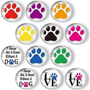 12 Pieces Glass Magnets for Fridge Paw Dog Love Decorative Magnets for Refrigerator Cute Colorful Funny Locker Magnets for Boys and Girls Classroom Kitchen Lock Glass