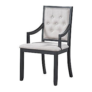 MengK Retro 5-Piece Dining Set Extendable Round Table and 4 Chairs for Kitchen Dining Room (Black Oak)