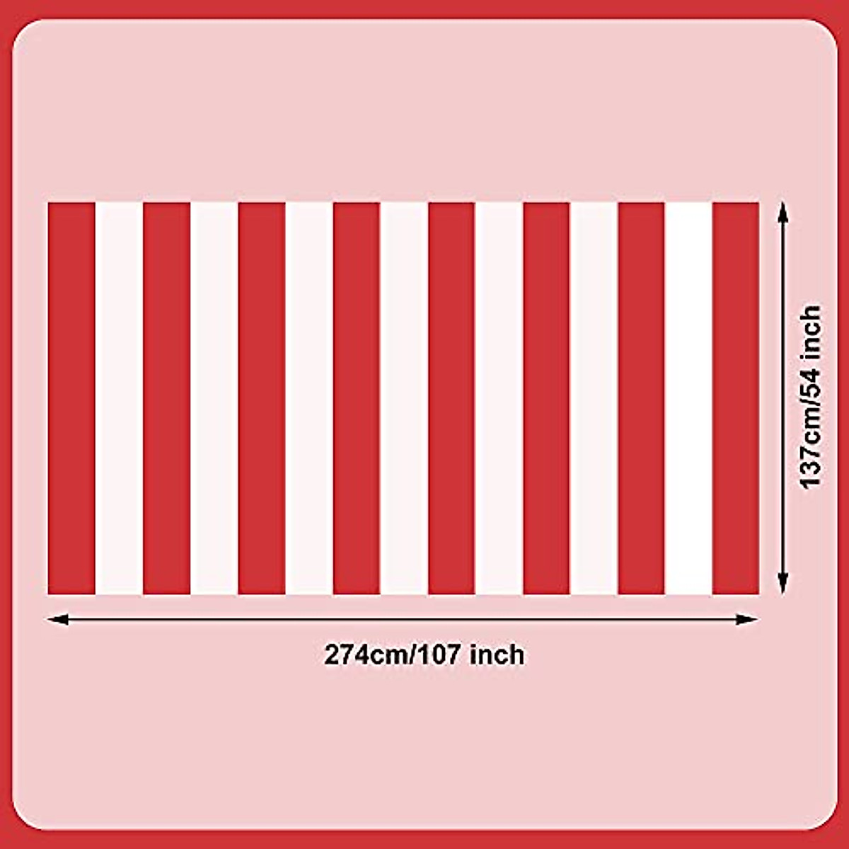 peony man 2 Pieces Red and White Striped Tablecloth Plastic Stripe Table Cover Carnival Circus Tablecloths Waterproof Rectangle Tablecloth for Holiday Party Picnic Decoration, 54" x 107"