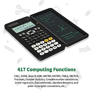 NEWYES 991ES Scientific Calculator with LCD Writing Tablet, 417 Function Solar Energy Science Calculators Notepad, Professional Foldable Calculators for Students School College