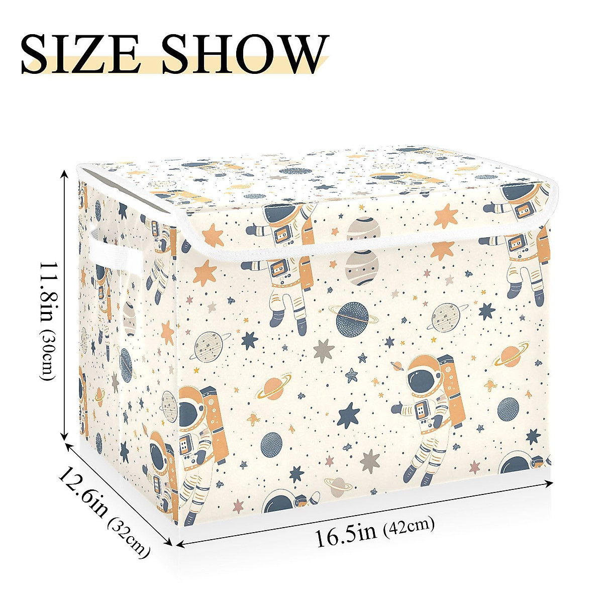 senya Large Storage Bins with Linen Imagine Space Themes Astronauts Planets and Stars Collapsible Foldable Storage Cubes Fabric Closet Organizer Containers