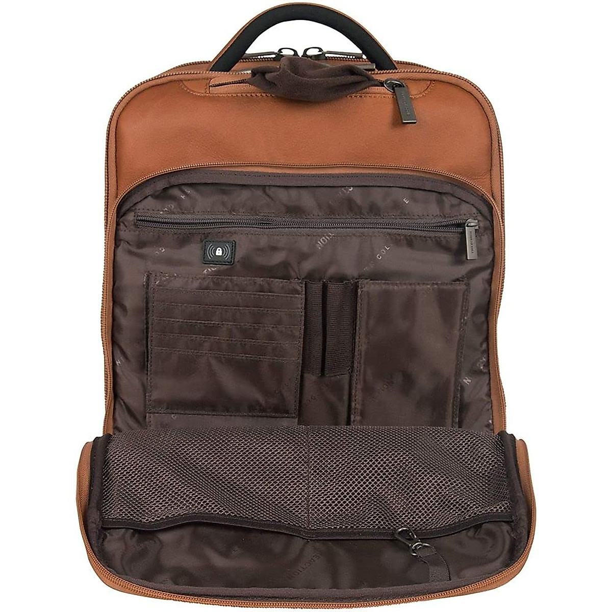 Kenneth Cole REACTION Manhattan Commuter Slim Backpack 16" Laptop Computer & Tablet Travel, Business, Work, School Bookbag, Cognac, Colombian Leather